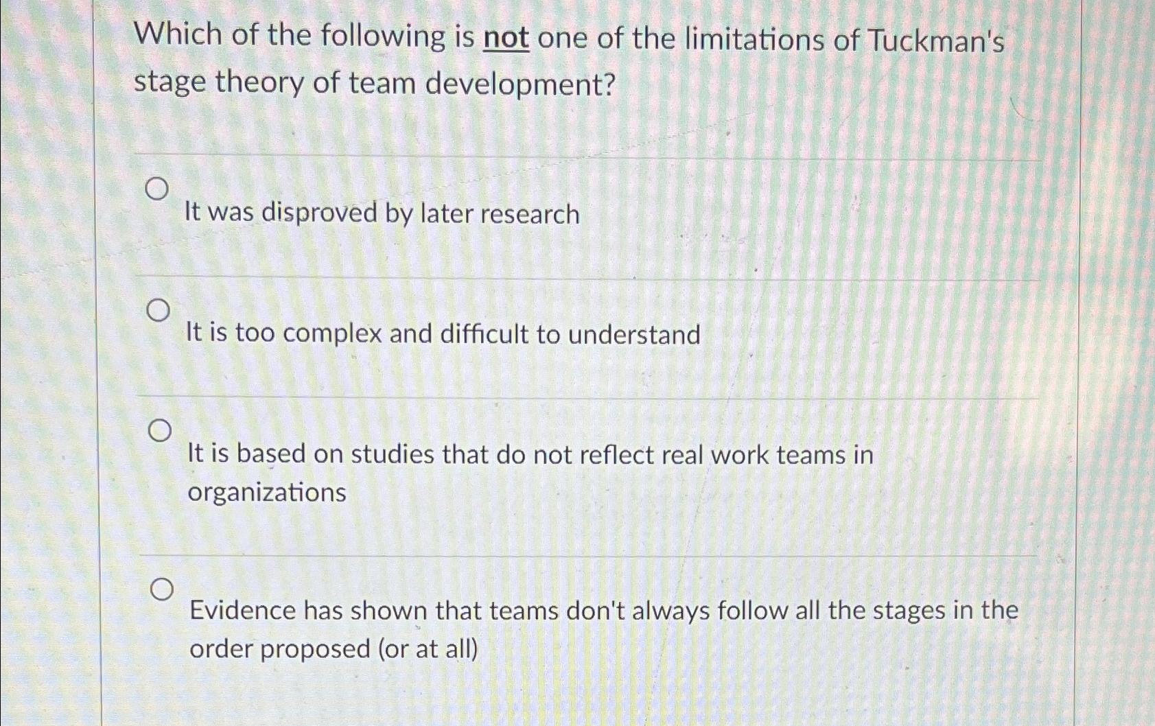 Solved Which of the following is not one of the limitations | Chegg.com