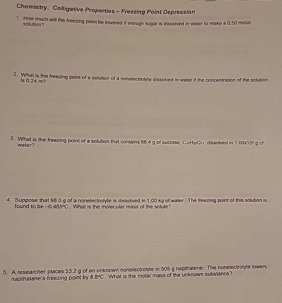 Solved Chemistry: Colligative Properties - ﻿Freezing Point | Chegg.com