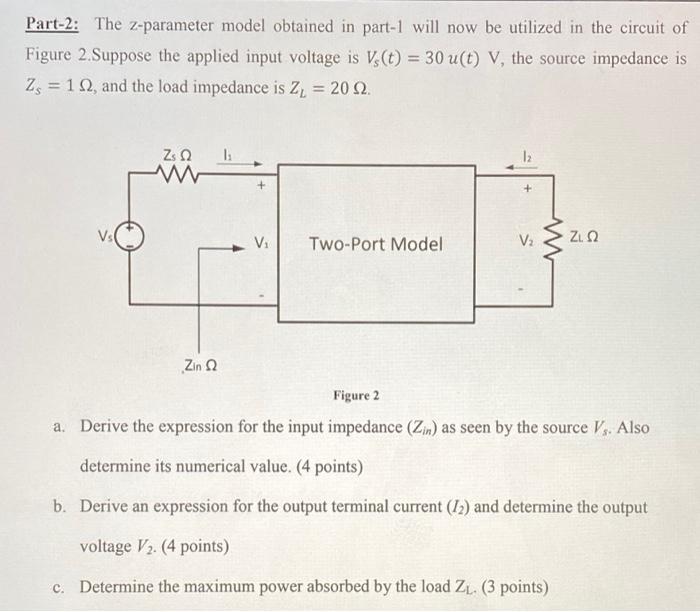 Part-2: The z-parameter model obtained in part-1 will | Chegg.com