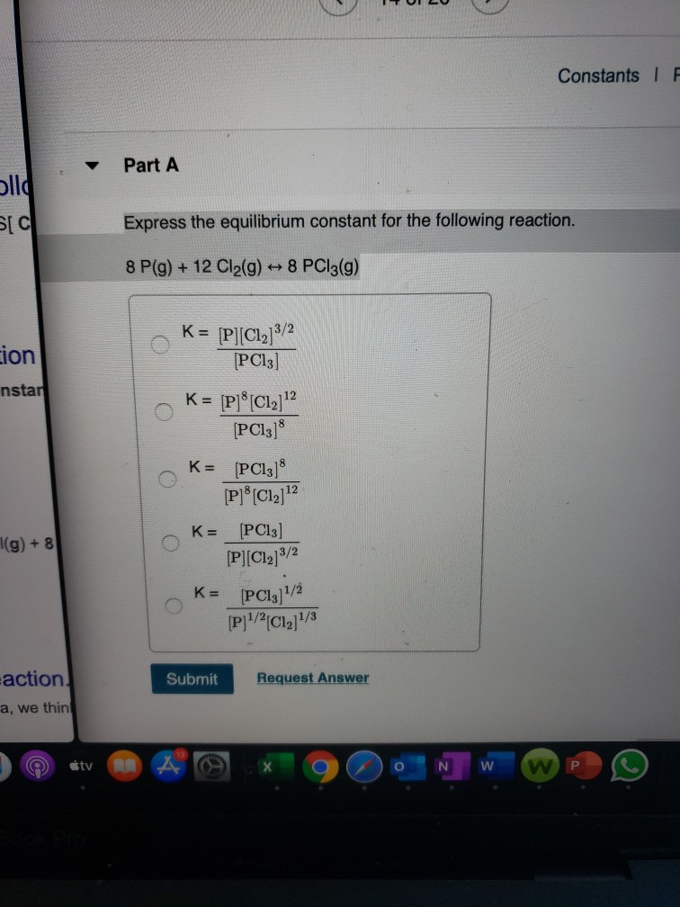 Solved Consta Part A The equilibrium constant is given for | Chegg.com