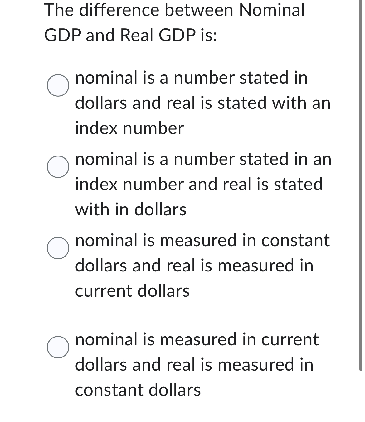 Solved The difference between Nominal GDP and Real GDP | Chegg.com