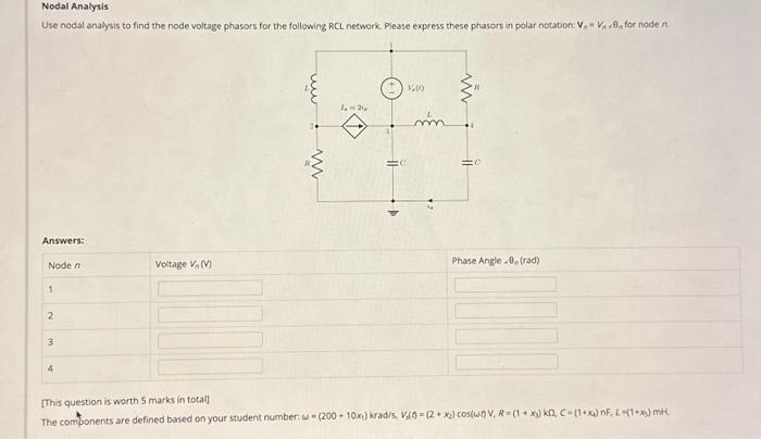 Solved Use nodal analysis to find the node voltage phasors | Chegg.com