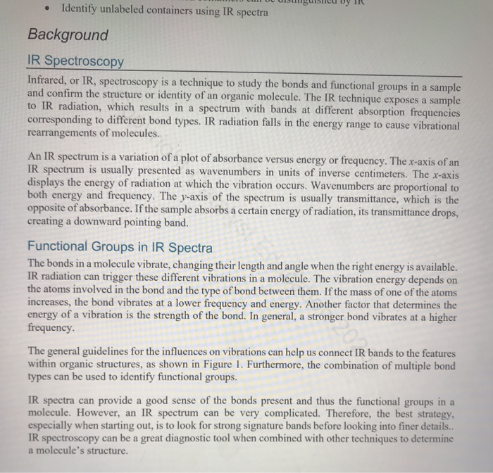 Solved • Identify unlabeled containers using IR spectra | Chegg.com