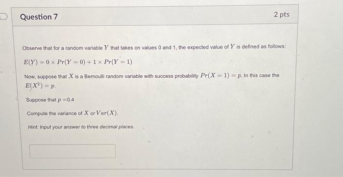 Solved Observe that for a random variable Y that takes on | Chegg.com