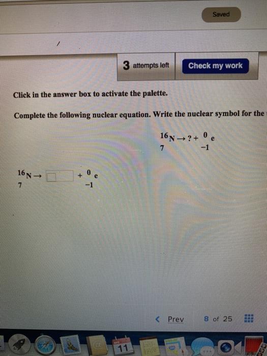 Solved Saved 3 attempts left Check my work Click in the | Chegg.com