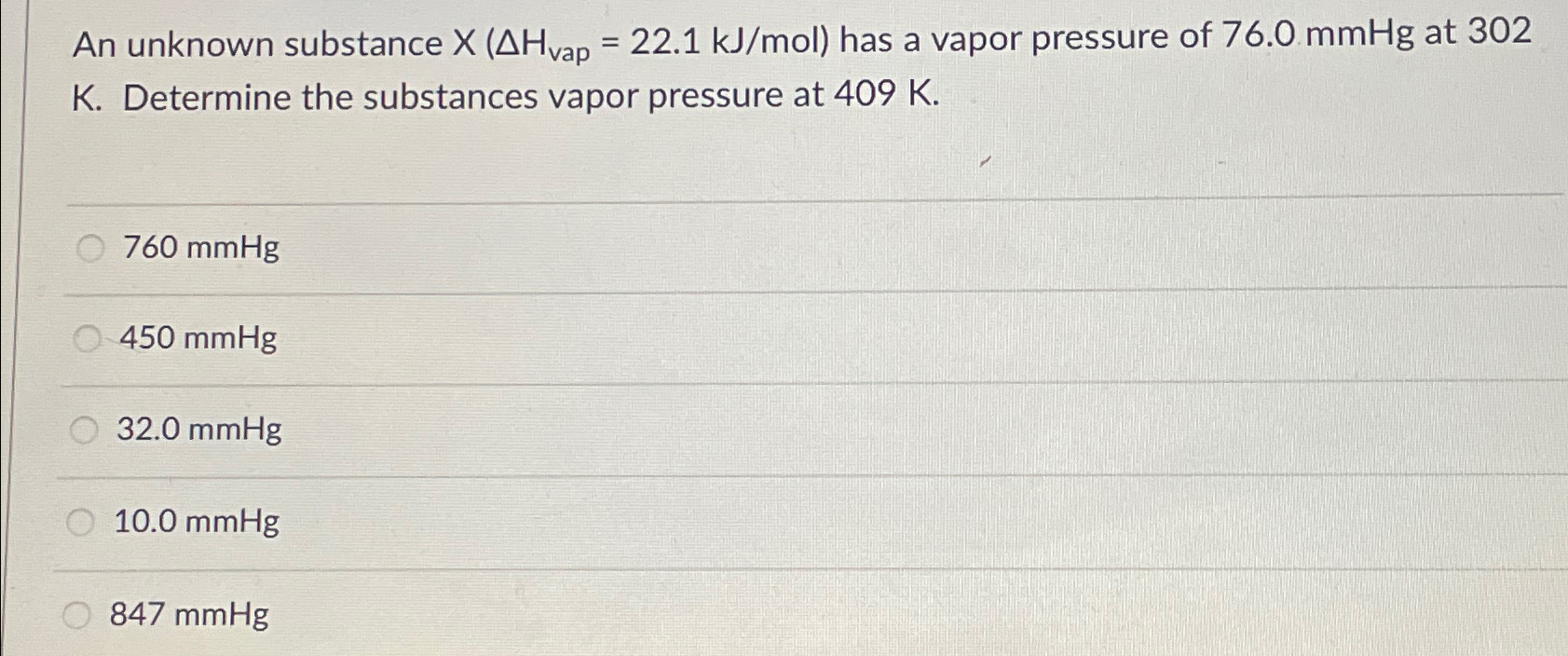 Solved An unknown substance )=(22.1kJmol ﻿has a vapor | Chegg.com