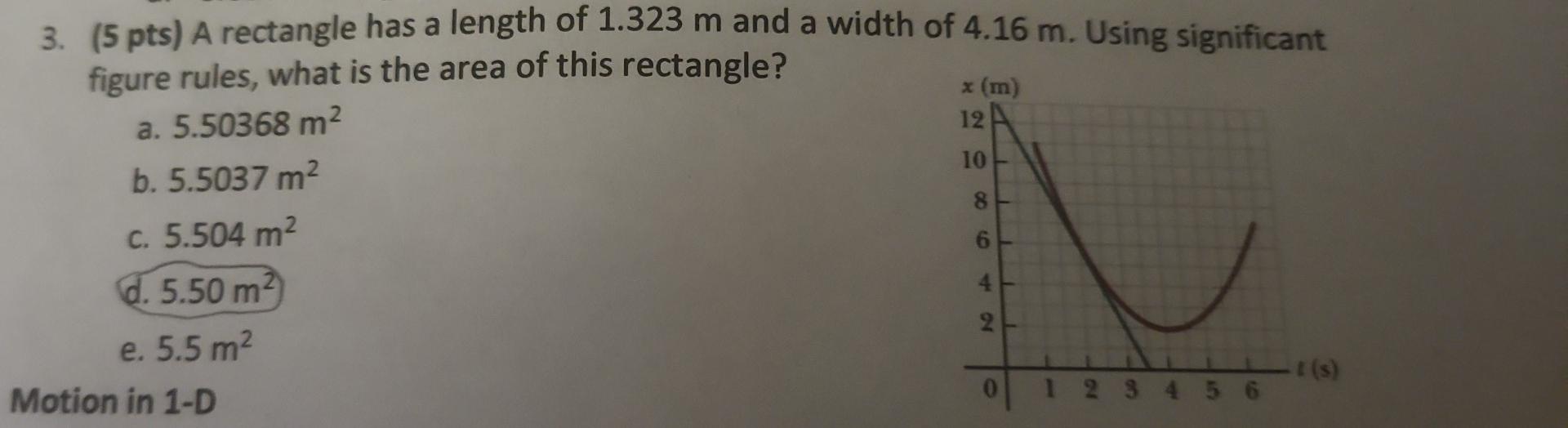 Solved 3. (5 pts) A rectangle has a length of 1.323 m and a | Chegg.com