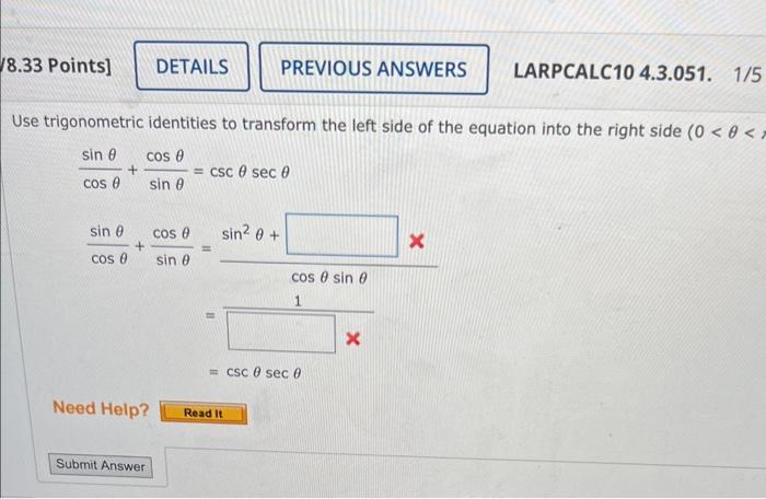 Solved Use trigonometric identities to transform the left | Chegg.com