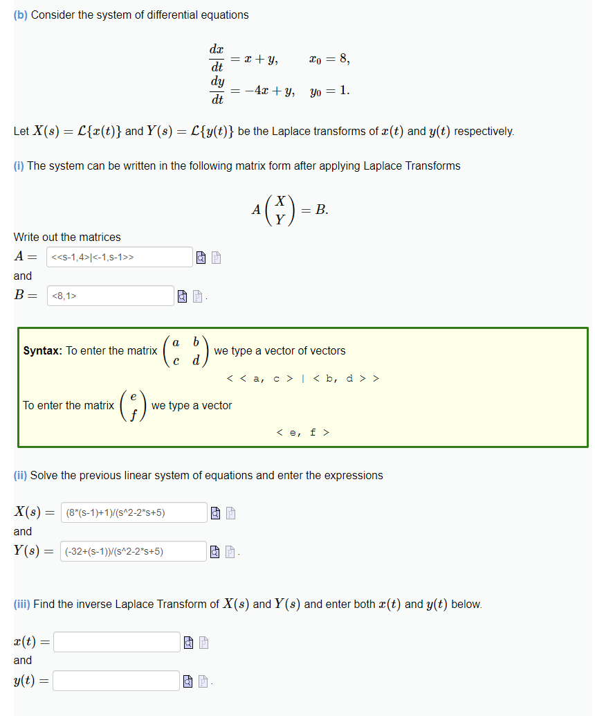 Solved (b) ﻿Consider the system of differential | Chegg.com