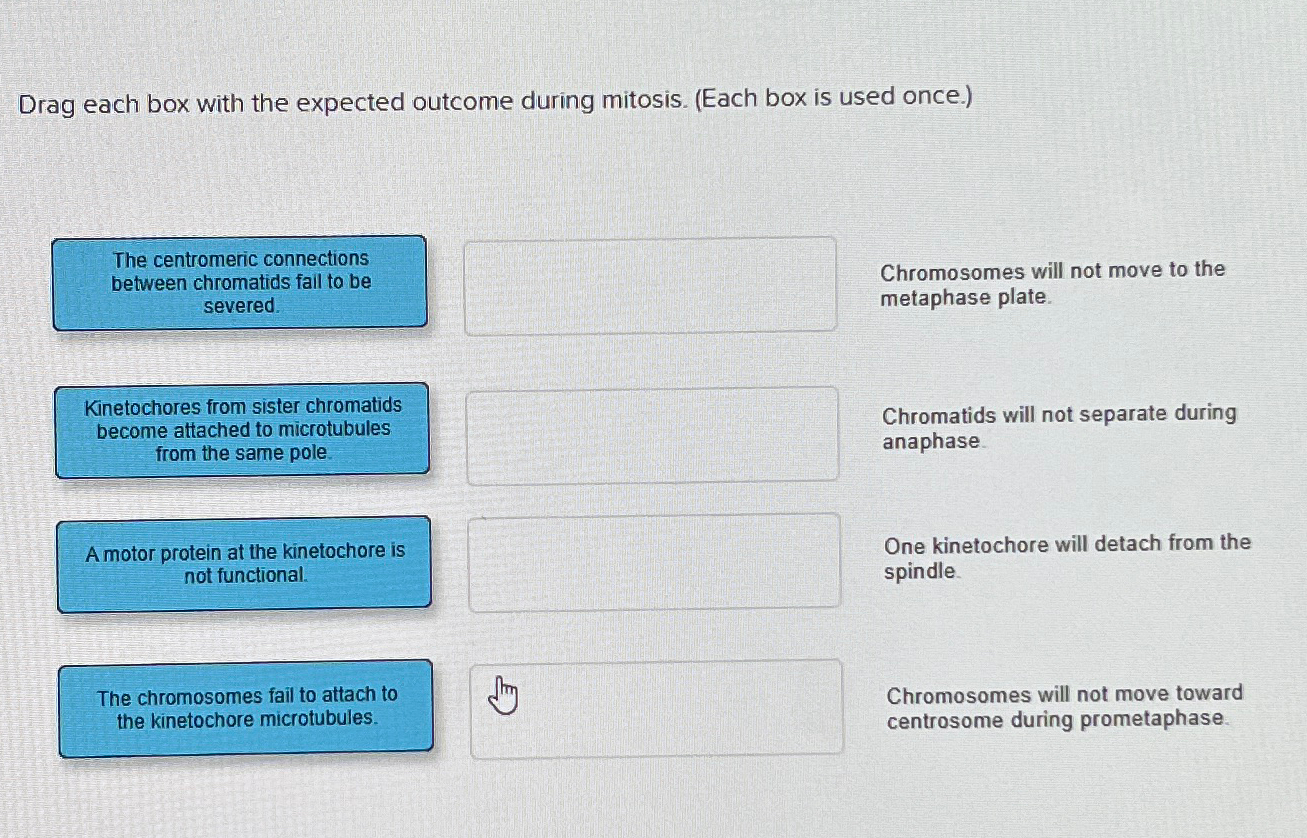 Solved Drag each box with the expected outcome during | Chegg.com