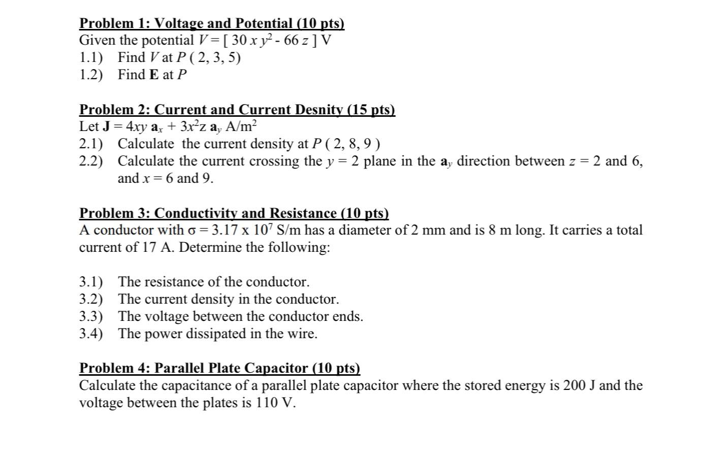 Solved Problem 1: Voltage and Potential (10 ﻿pts)Given the | Chegg.com