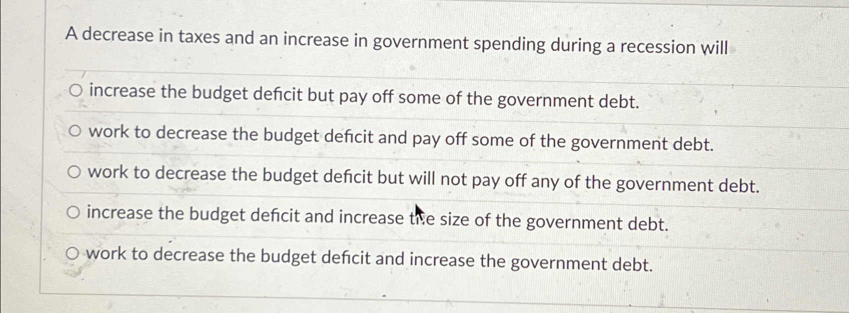 Solved A decrease in taxes and an increase in government | Chegg.com