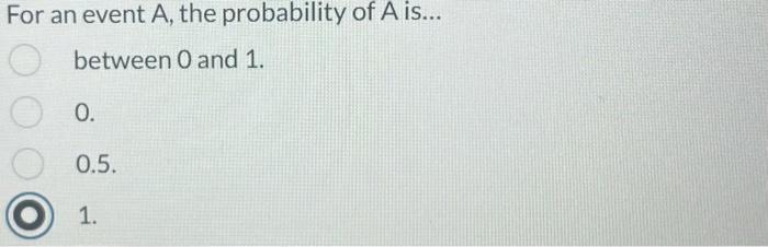 Solved For an event A, the probability of A is... between 0 | Chegg.com