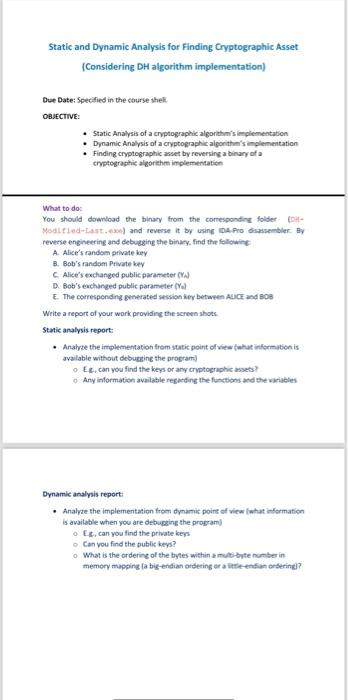 Solved Static and Dynamic Analysis for Finding Cryptographic | Chegg.com