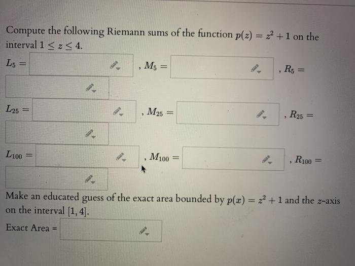 Solved Compute the following Riemann sums of the function | Chegg.com