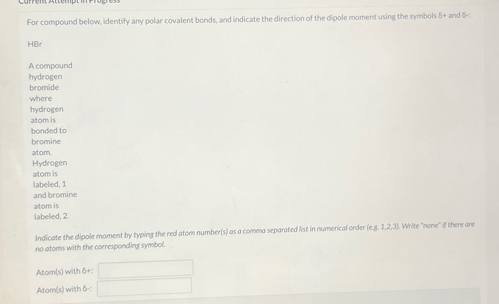 Solved For compound below, identify any polar covalent | Chegg.com
