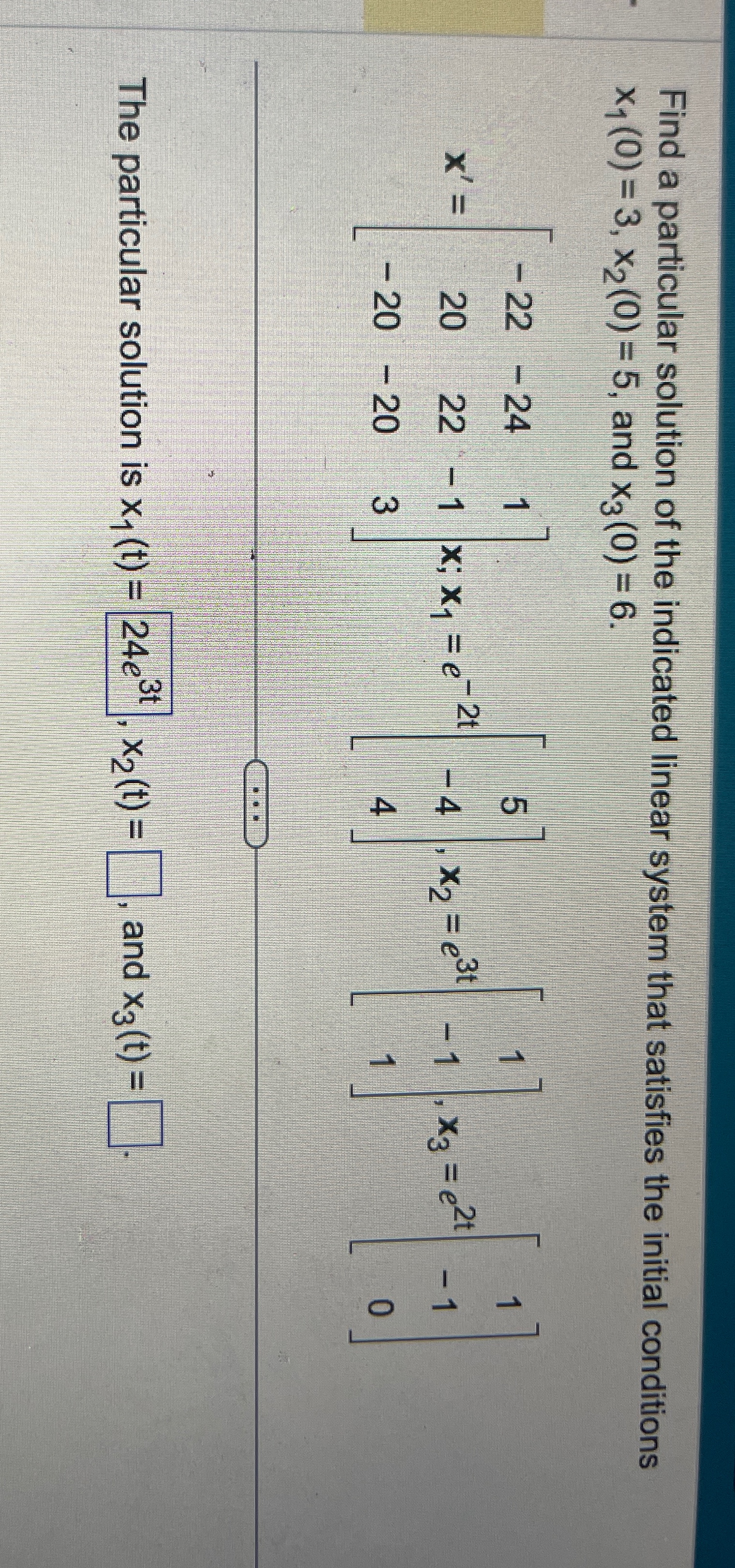 Solved Find a particular solution of the indicated linear | Chegg.com