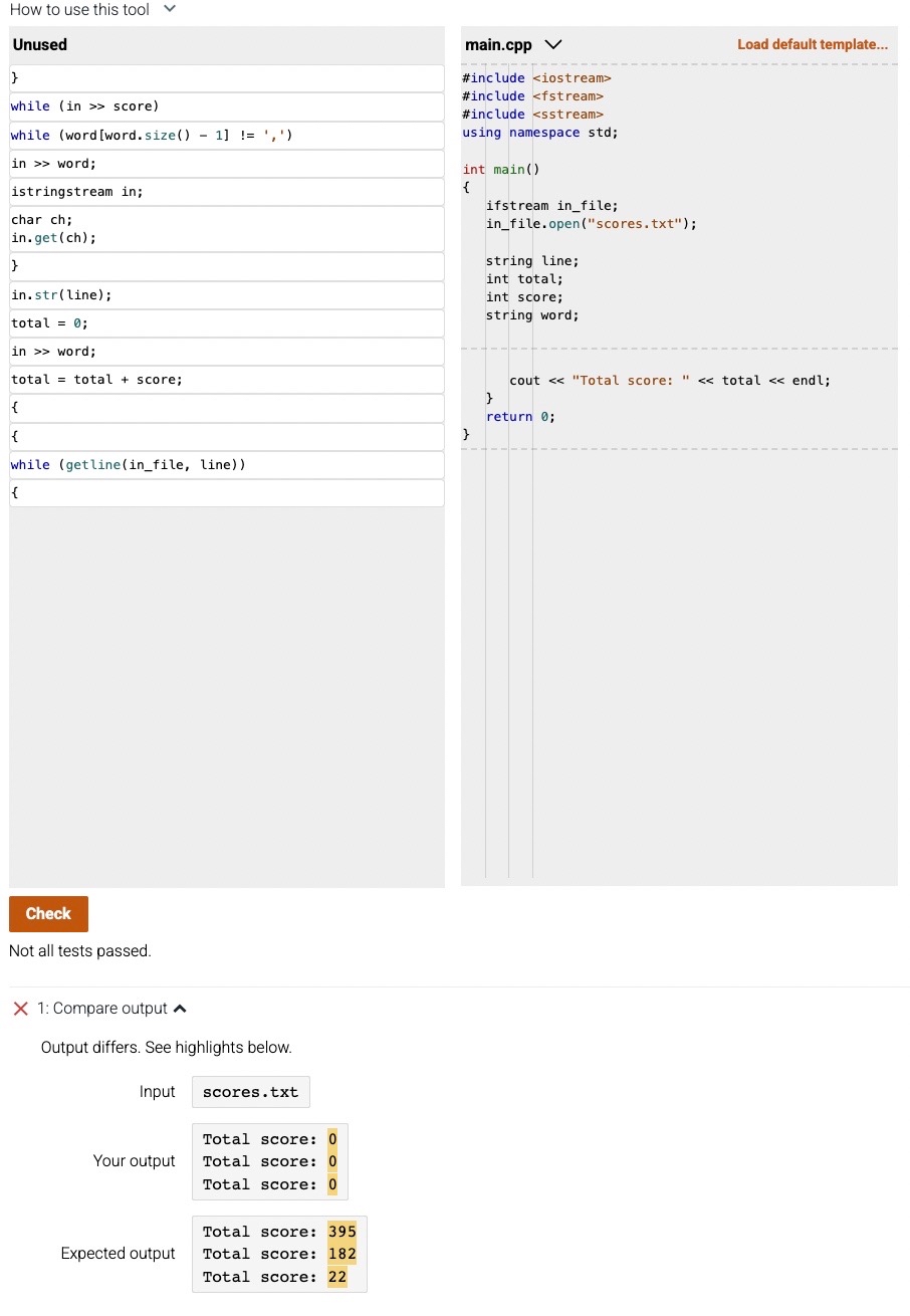Use all of the unused code blocks to get to the | Chegg.com