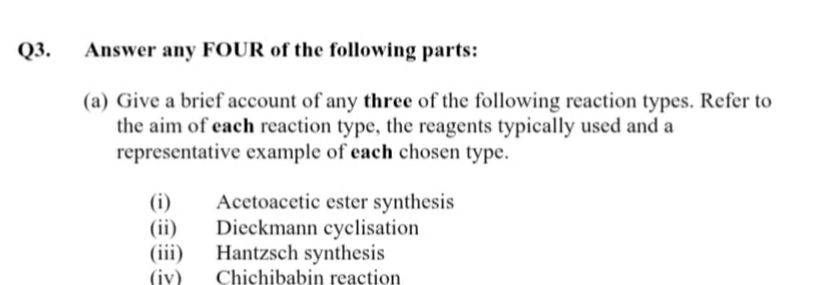 Solved Q3. ﻿Answer any FOUR of the following parts:(a) ﻿Give | Chegg.com