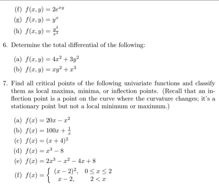 Solved 1. Differentiate each of the following functions. (a) | Chegg.com