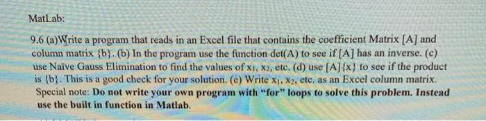 Solved Matlab 96 Awrite A Program That Reads In An Excel