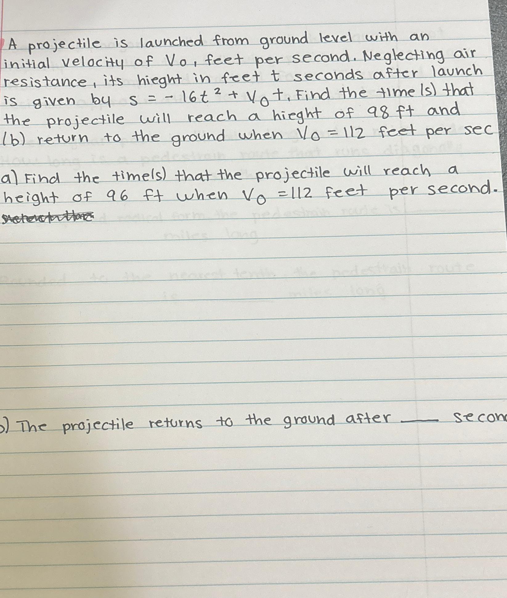 Solved A projectile is launched from ground level with an | Chegg.com
