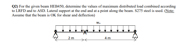 Q2) ﻿For the given beam HEB450, ﻿determine the values | Chegg.com