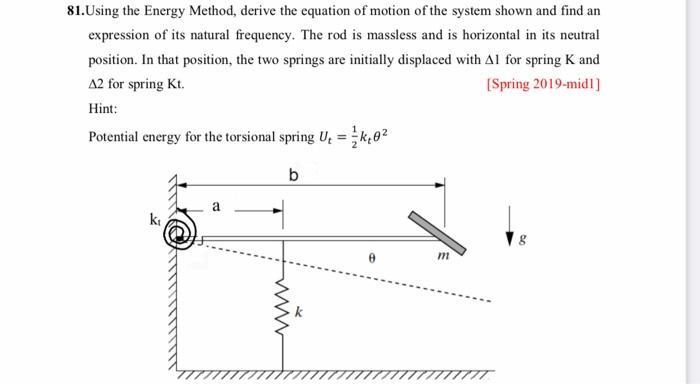 Solved 79.Using the Energy Method, derive the equation of | Chegg.com