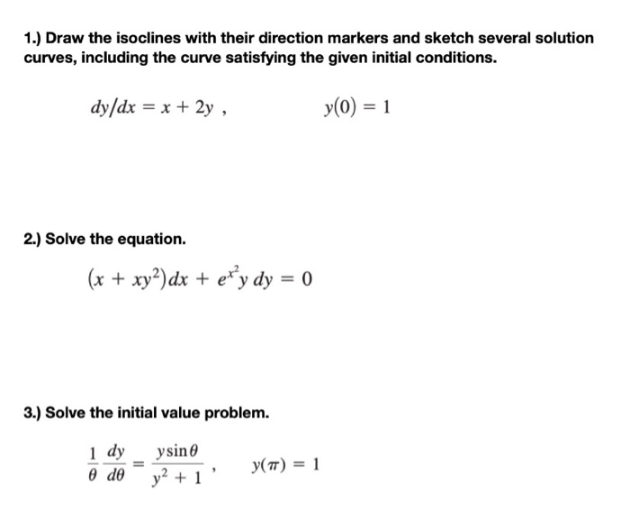 Solved 1.) Draw the isoclines with their direction markers | Chegg.com