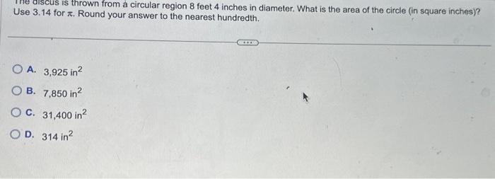 Solved The discus is thrown from a circular region 8 feet 4 | Chegg.com