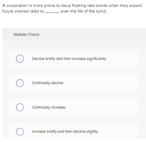 Solved A corporation is more prone to issue floating-rate | Chegg.com