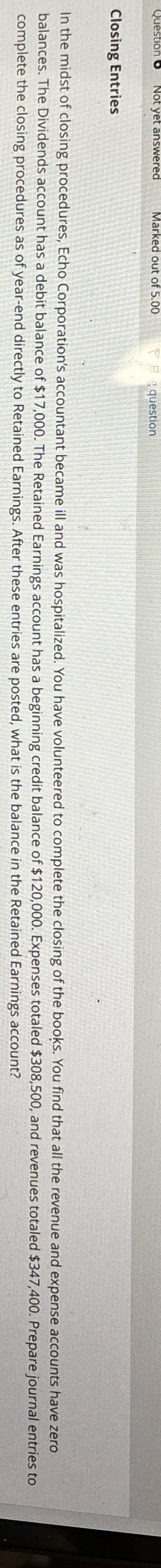 Solved Closing Entries balances. The Dividends account has a | Chegg.com