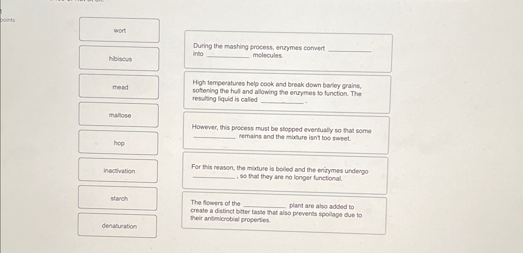 Solved points During the mashing process, enzymes convert | Chegg.com