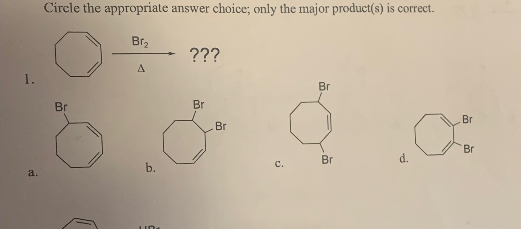 Solved Circle the appropriate answer choice; only the major | Chegg.com