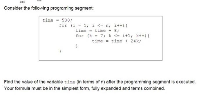 Solved Using summation, write the formula to find time | Chegg.com