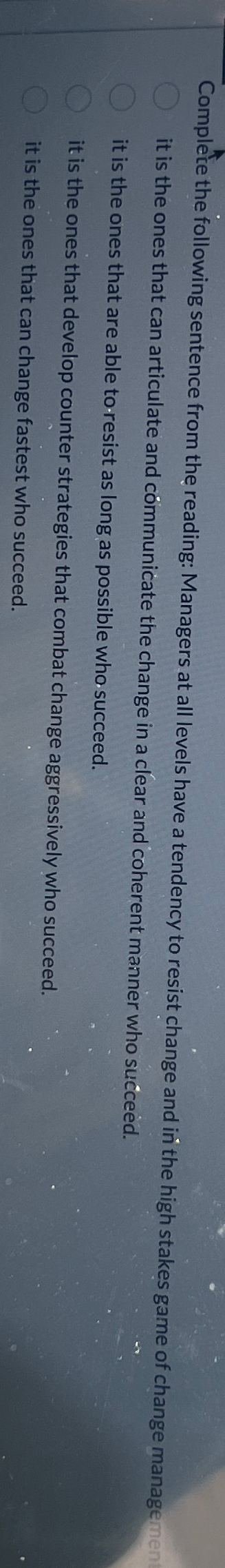 Solved Complete the following sentence from the reading: | Chegg.com