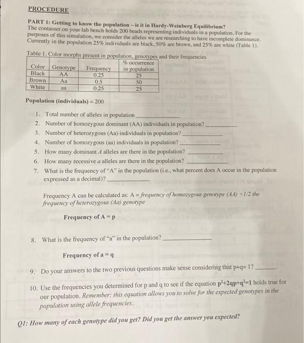 Solved PROCEDURE PART 1: Getting to know the population - is | Chegg.com