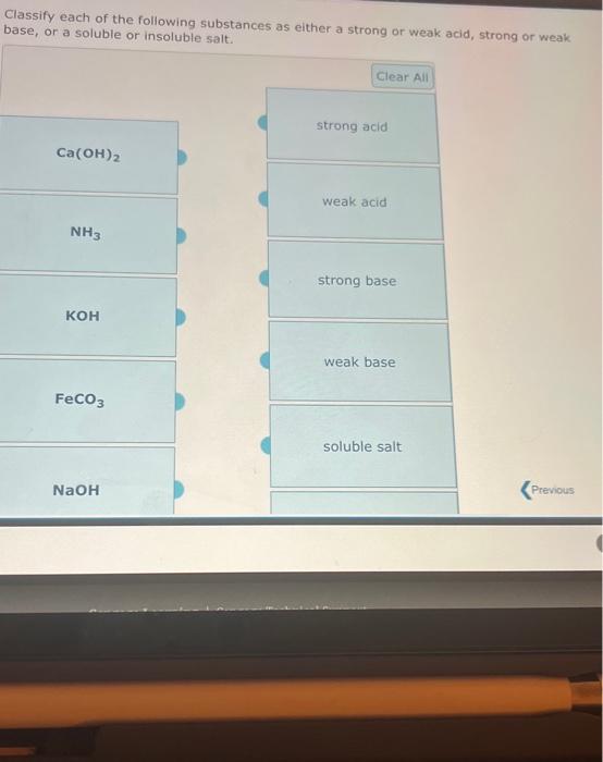 Solved strong acid weak acid H2SO3 strong base weak base | Chegg.com