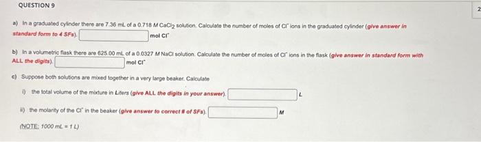 Solved a) In a graduated olinder there are 7.36 mL of a | Chegg.com