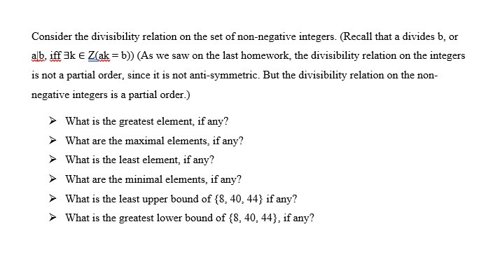 Solved Consider the divisibility relation on the set of | Chegg.com