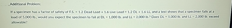Solved Additional Problem:If a specimen has a factor of | Chegg.com