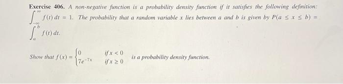 Solved Exercise 406. A non-negative function is a | Chegg.com