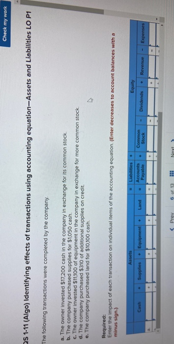 Solved Check My Work Qs 1 11 Algo Identifying Effects Of