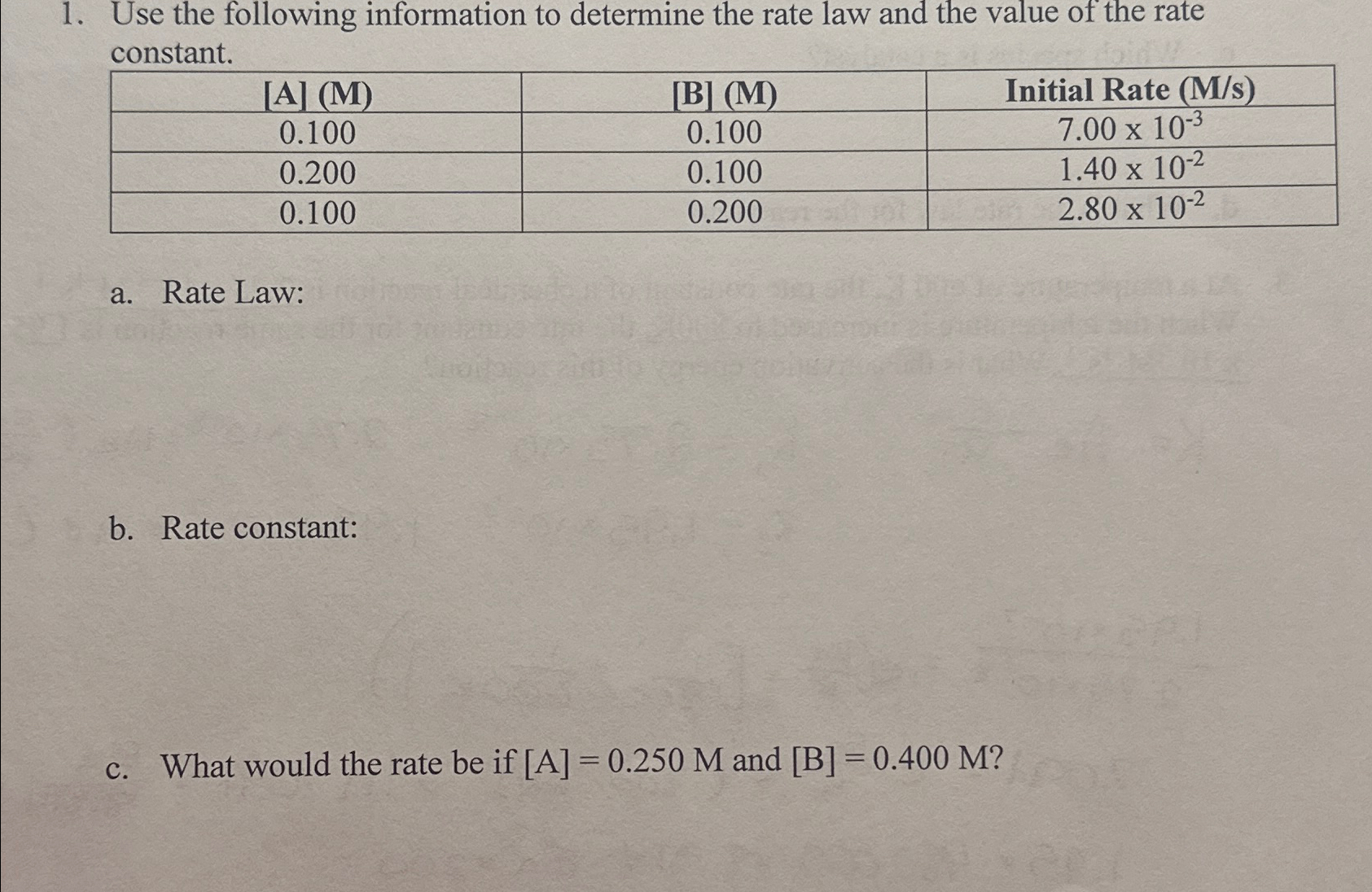 Solved Use the following information to determine the rate | Chegg.com