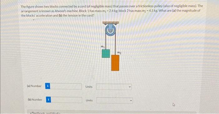 Solved The figure shows two blocks connected by a cord (of | Chegg.com