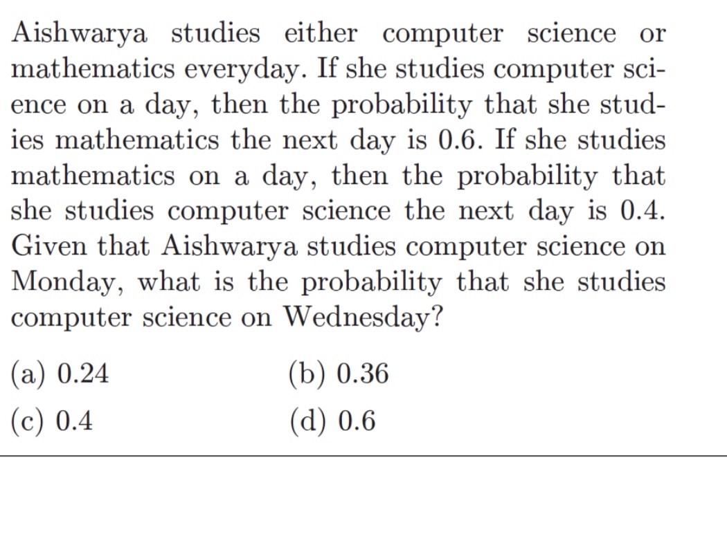 Solved Aishwarya studies either computer science or | Chegg.com
