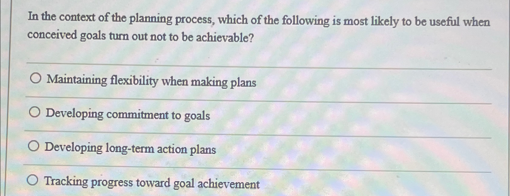 Solved In the context of the planning process, which of the | Chegg.com