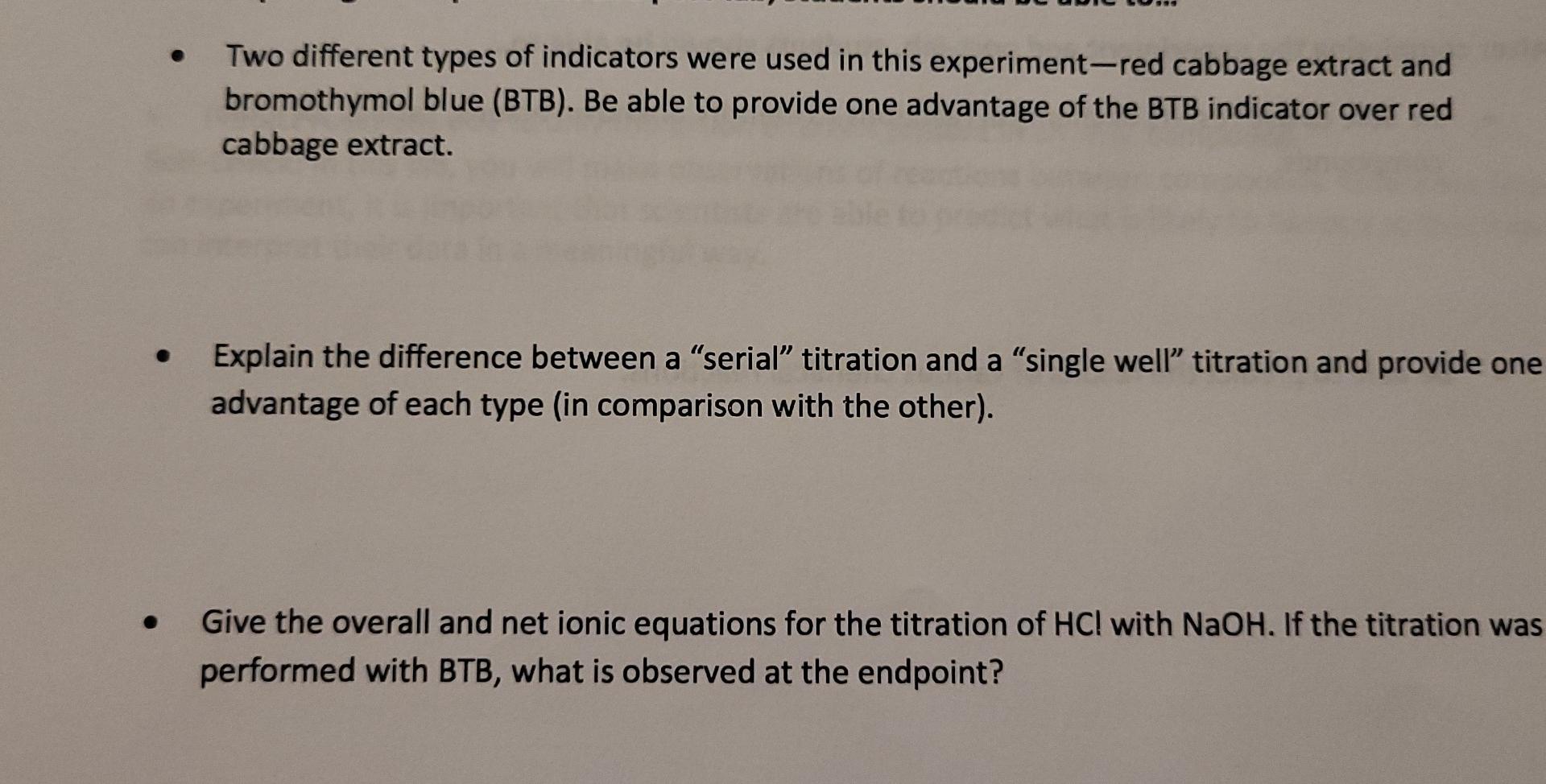 Solved - Two different types of indicators were used in this | Chegg.com