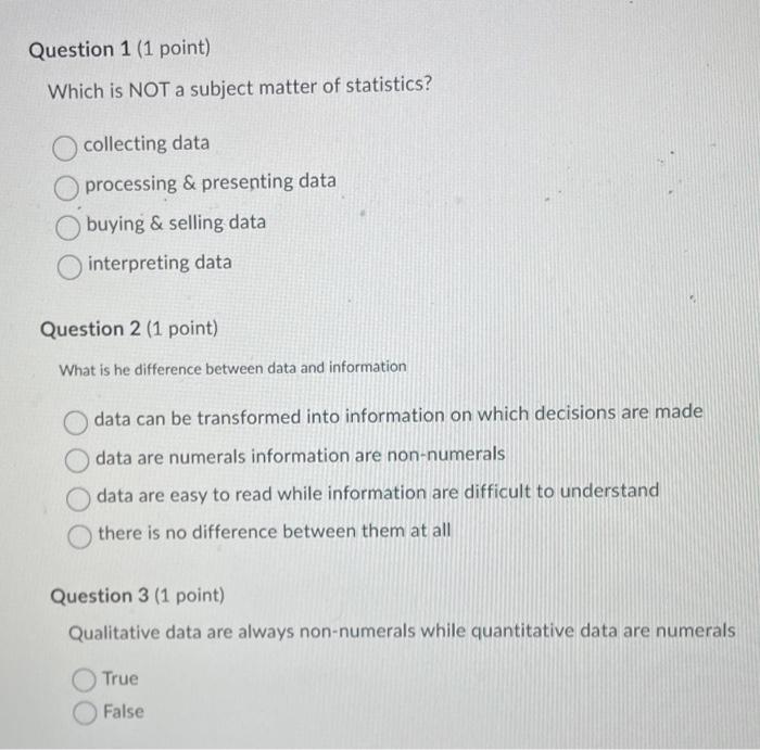 Solved Which is NOT a subject matter of statistics? | Chegg.com
