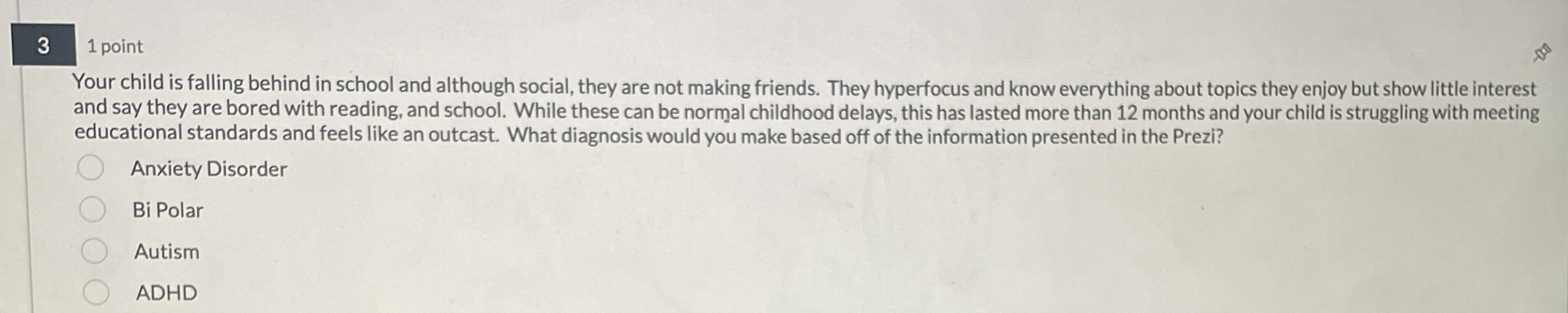 Solved 31 ﻿pointYour child is falling behind in school and | Chegg.com